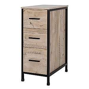 UEV Bathroom Drawer Organizer,Free Standing Single Vanity,Oak Nightstand,Vertical Dresser Storage Tower Vanity for Bedroom/Hallway/Entryway,Self-Assemble,3 Drawers