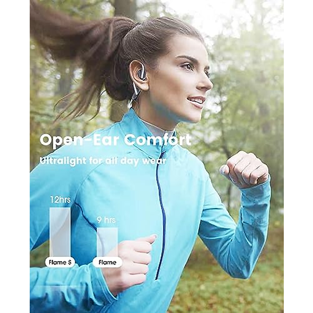 LENRUE Open Ear Bone Conduction Headphones, Bluetooth Wireless Headphones with Built-in Mic, Stereo Denoise, 10 Hours-Play, Waterproof Earphones for Running Cycling Workouts