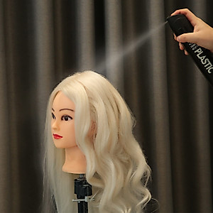 Armmu 26"-28" Long Hair Mannequin Head with 60% Real Hair, Hairdresser Practice Training Head Cosmetology Manikin Doll Head with 9 Tools and Clamp - #613, Makeup On