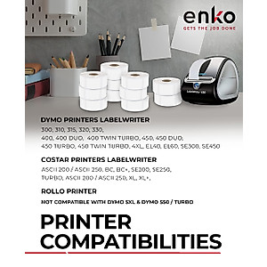 enKo Compatible 30347 Dymo Book Spine Labels (1" x 1-1/2") 12 Rolls, 9000 Library Book Barcode Labels - Use with Dymo Labelwriter 450, 4XL, 450 Turbo Printer, Rollo Printer