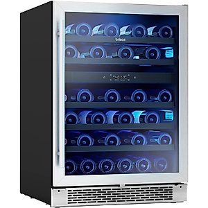 Zephyr Brisas 24 Inch Wine Fridge Dual Zone Under Counter - Low Noise Countertop Wine Cooler Cellars Cabinet Home Bar Freestanding Wine Refrigerator with Glass Door and Temp Control, 46 Bottles
