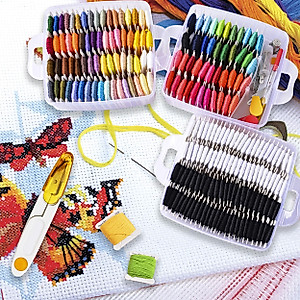 Peirich 201 Pack Embroidery Floss Kit, Includes Embroidery Threads 3-Tier Organizer Box Embroidery Kits for Friendship Bracelets Cross stitch DIY Floss Craft, Gift for Halloween Christmas Mother's Day