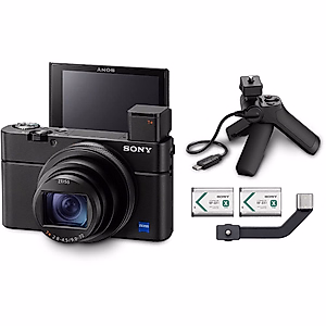 Sony Cyber-Shot DSC-RX100 VII Digital Camera with Shooting Grip Kit (DSC-RX100M7G) + 64GB Memory Card + Case + 2 x NP-BX1 Battery + Card Reader + LED Light + Corel Photo Software + More (Renewed)