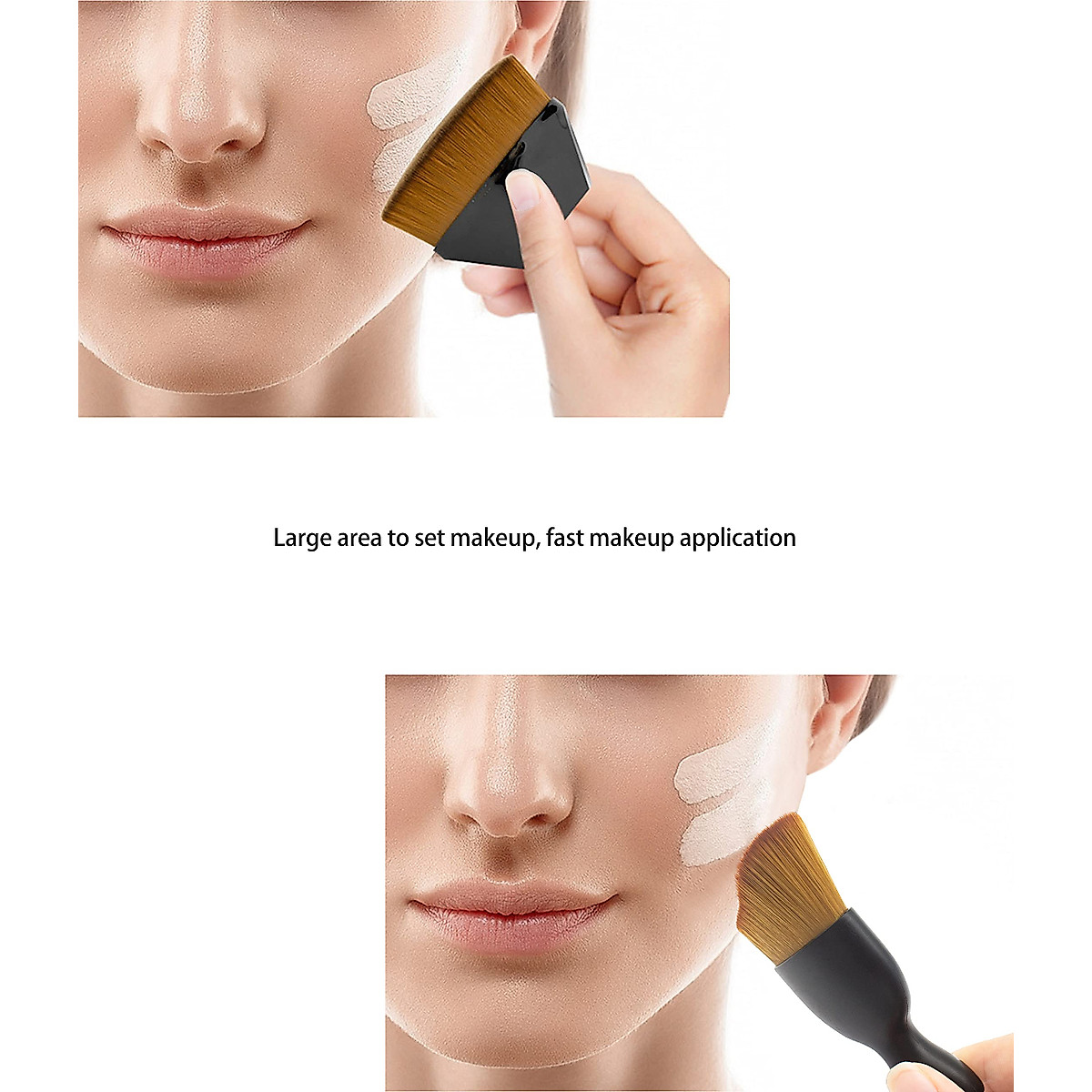 Foundation Makeup Brush, 3Pcs Flat Head Makeup Brush, Concealer Brush, Contour Sideburn Adjustment Pen