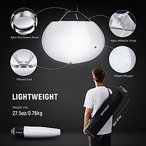 NEEWER 20"/50cm Lantern Softbox, Quick Release 360° Light Diffuser Bowens Mount Softbox with Lightweight Nylon Alloy for RGB CB60 CB60B CB200B MS60B MS60C MS150B Continuous LED Video Lights, NS20L