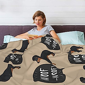 Waldeal Dachshund Dog Flannel Fleece Throw Blanket 60"x50" Lightweight Office Couch Sofa Bedroom for Kid Adults All Season
