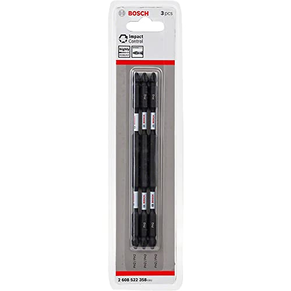 Bosch Professional Accessories Bosch Professional 2608522358 3-Piece Double Screwdriver Set Phillips (Impact Control, 3 x PH2-PH2 Bits Length: 150 mm, Pick and Click)