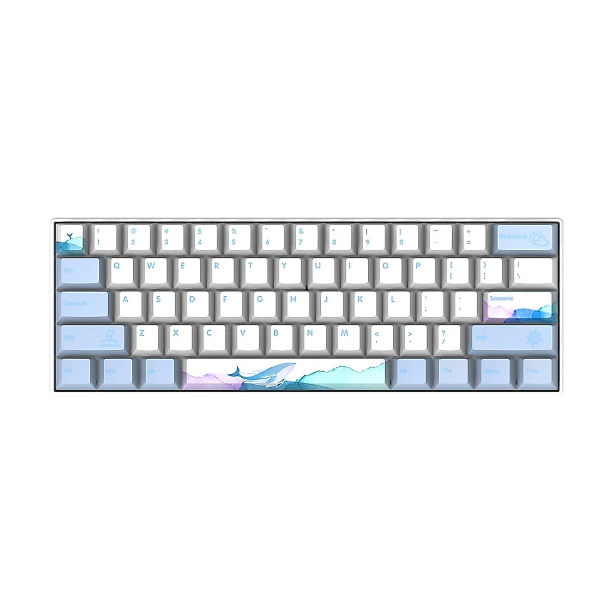 FKZ CXTECH X61 Sea Blue Theme Mechanical Keyboard,Outemu Hot Swap Switch Cherry Profile PBT Custom Keycaps,Mini 61 Keys Type-C Wired Keyboard,White Backlit 60% Gaming Keyboard (Red Switch)