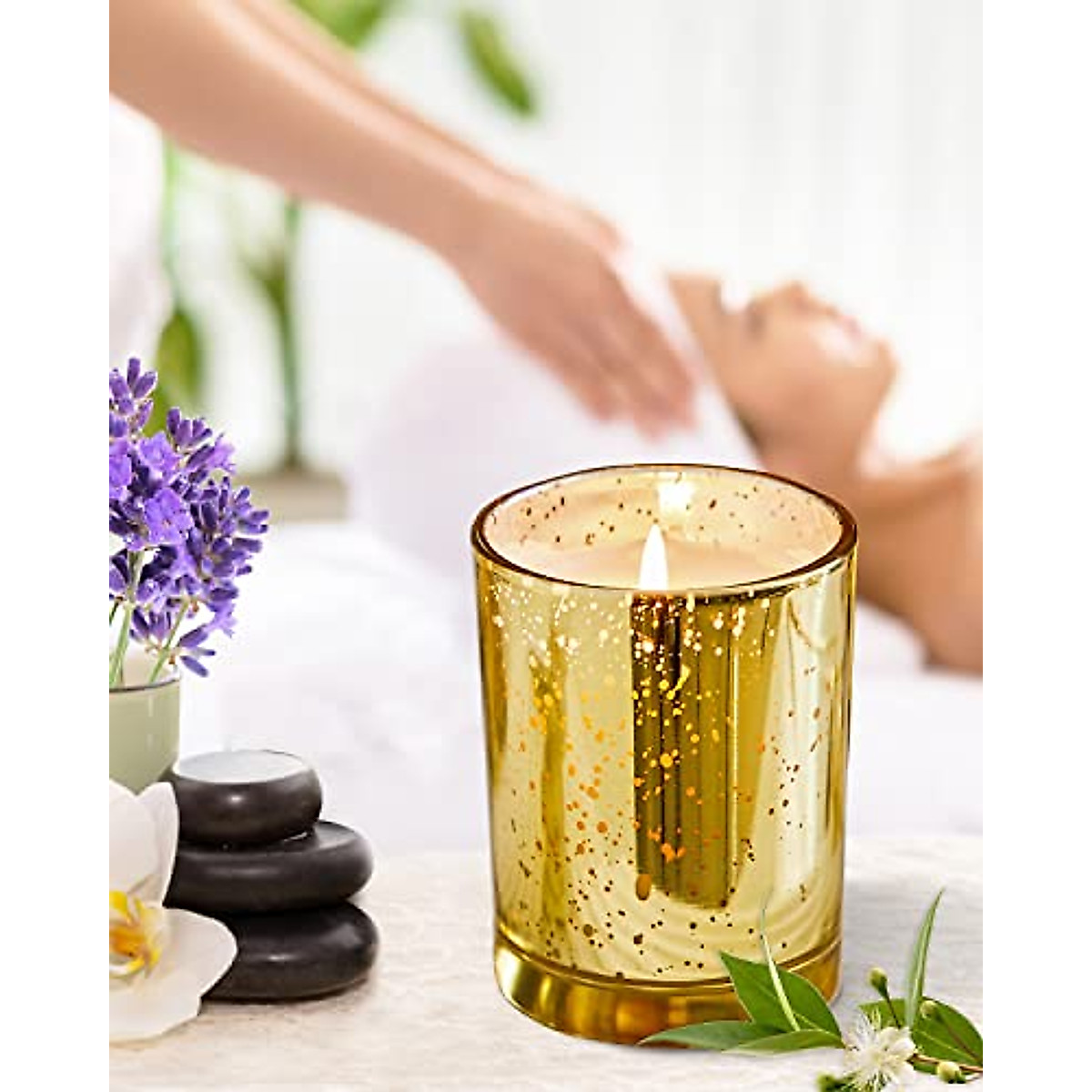 Candles for Lavender Home Scented: Premium Jar Candles Aromatherapy Lavender Eucalyptus, Scented Candles for Women to Relieve Stress, Soy Candles AS Gifts All Natural (6 oz 36 Hour Burn)