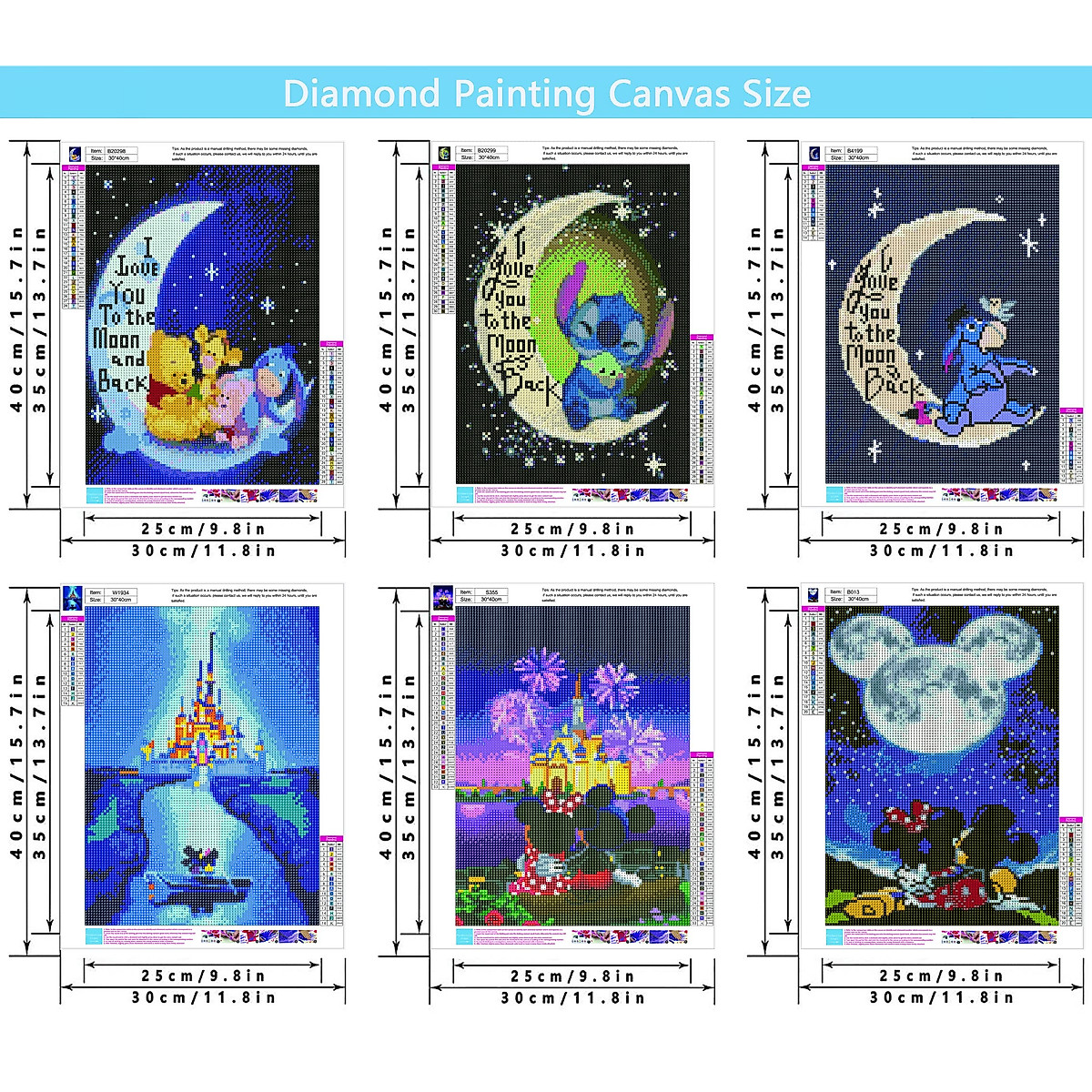 BOGVIAP Cartoon Diamond Painting,6 Pack Diamond Art,5D Diamond Painting Anime,Perfect for Home Wall Decoration 12x16 Inch