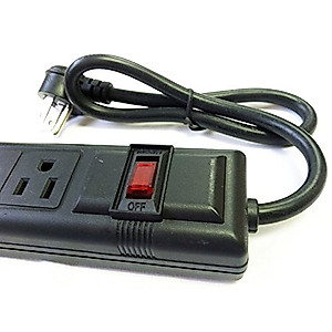 AVBcable LTS-6CXBB 6 Outlet Power Strip with a Right Angle Plug, Black