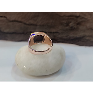 Purple Copper Turquoise Ring, Signet Stone Ring, 925 Solid Sterling Silver Ring, Men Women Ring, Turquoise Gemstone, Handmade Jewelry, Promise Ring for Partner (In Copper, 12)