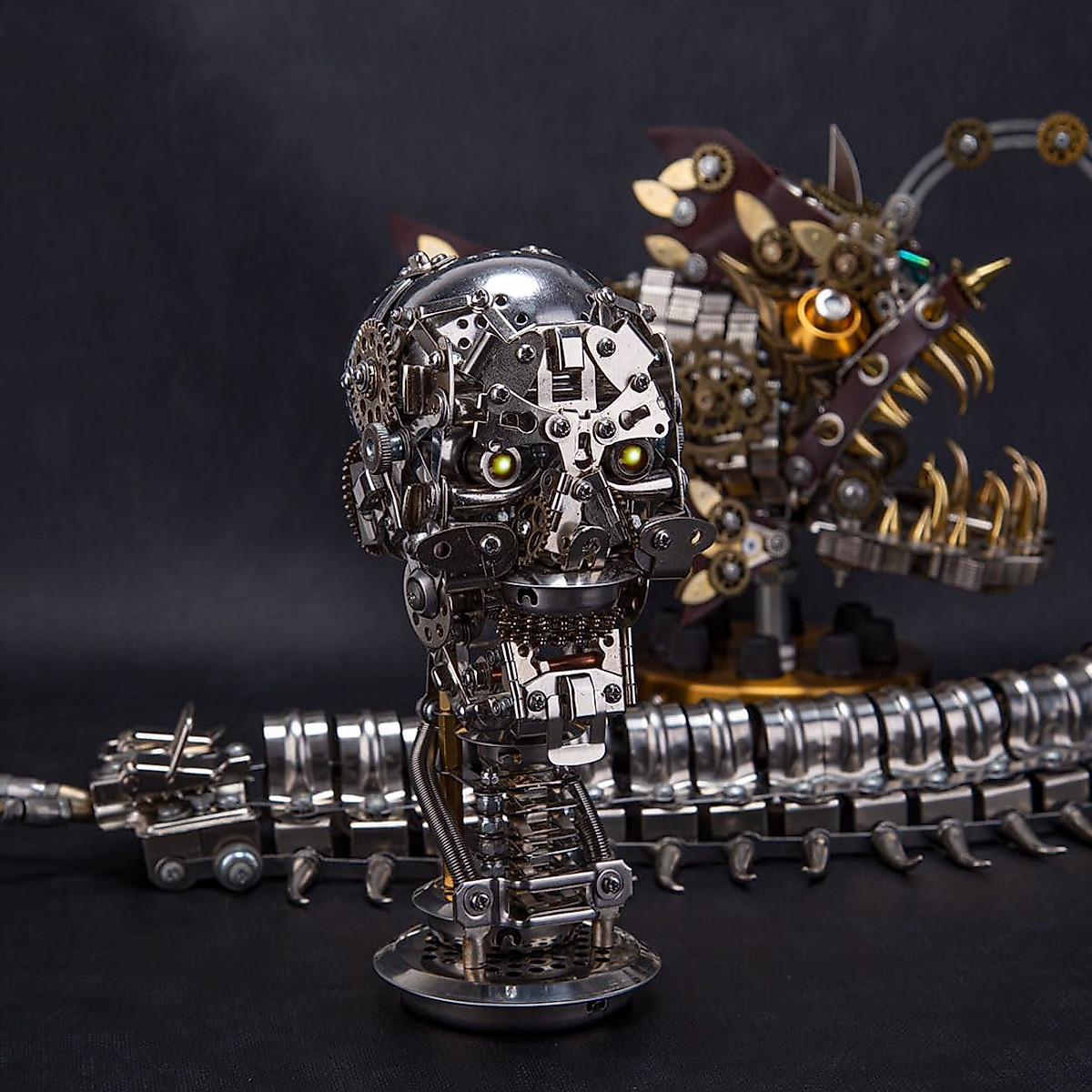 3D Steampunk Skeleton Metal Puzzle, Trendy Skeleton Model Mechanical Movable DIY Assembly Kit with Tool, 3D Puzzles Ornaments Gift for Adults Kids- 4 Hours (200+PCS)