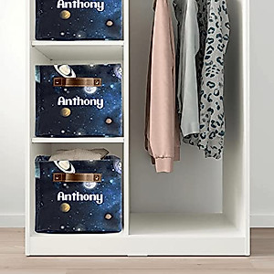 Space System Planets Personalized Large Storage Box for Toy,Bathroom,Nursery,Home Kitchen Shelves,Custom Closet Decorative Storage Bins 1 Pack