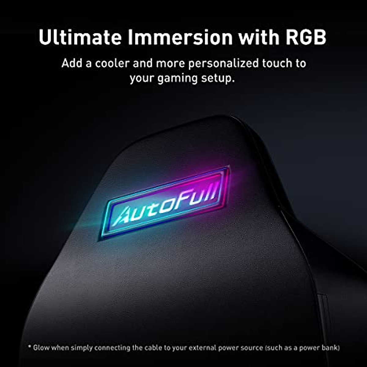 AutoFull M6 RGB Gaming Chair Ergonomic Office Chair with 6D Adjustable Armrests and Built-in Adjustable Lumbar Support PU Leather PC Chair for Adults with Footrest,Black