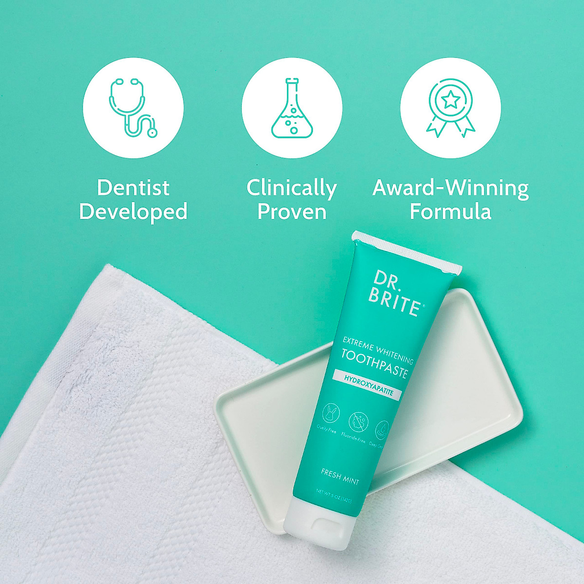 Dr. Brite Mint Natural Whitening Toothpaste with Activated Coconut Charcoal and VIT C, Mint, 5 Ounce (TRTAZ11A)