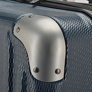 Traveler's Choice New London II Hardside Expandable Spinner Luggage, Navy, Checked-Medium 26-Inch