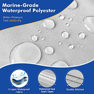 YimSting Boat Cover 14-16 ft feet 1200D Waterproof Boat Covers with Motor Cover Fits Bass Boat, V-Hull Tri-Hull Boat, Runabout Bowrider Boat, 14' 15' 16' Foot,Heavy Duty Canvas Gray