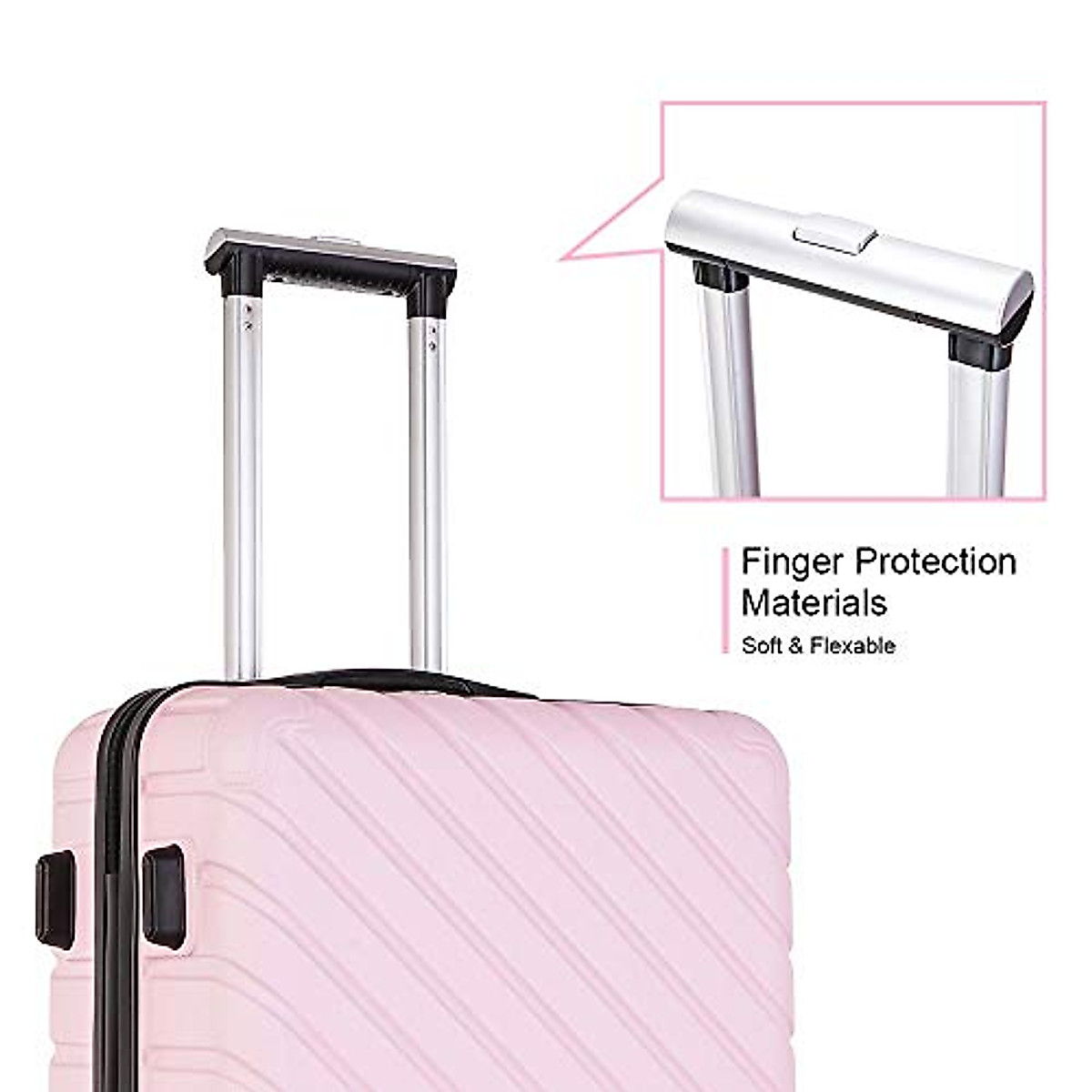 Apelila 4 Piece Luggage Sets,Travel Suitcase Spinner Hardshell Lightweight w/Free Suitcase Cover& Hanger (4PC Pink)