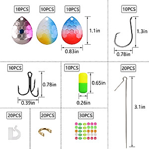 Spinner Blades Fishing Lure Making Kit 150pcs Inline Spinner Rig Making Kit Colorado Blades DIY Fishing Kit with Tackle Box for Spinner Rig Walleye Rigs