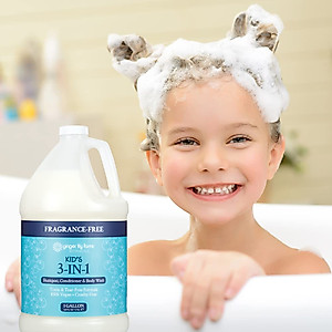 Ginger Lily Farms Botanicals Kid's 3-in-1 Shampoo, Conditioner & Body Wash, Tear-Free Formula, 100% Vegan & Cruelty-Free, Fragrance-Free, 1 Gallon (128 fl oz) Refill