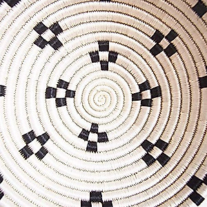 Small African Basket- Maraba/Rwanda Basket/Woven Bowl/Sisal & Sweetgrass Basket/Black, White