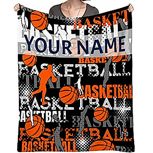 Custom Basketball Blanket Gifts, 50"*60" Flannel Sports Blanket Warm Cozy Soft for Boys Men Basketball Lovers, Throw Blanket for Sofa Couch Bed