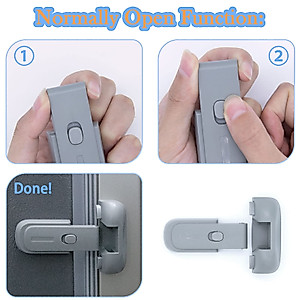 2 Pack Refrigerator Fridge Freezer Door Lock for Kids Child Proof Refrigerator Latch Lock to Keep Door Closed Toddler Kids Child Fridge Locks, No Tools Need or Drill (Grey)