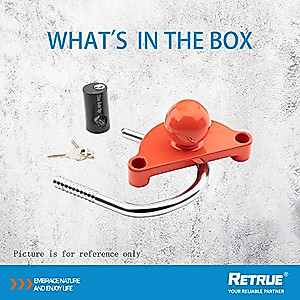 RETRUE Universal Coupler Lock Trailer Locks Ball Hitch Trailer Hitch Lock Adjustable Security Heavy-Duty Steel fits 1-7/8 Inch, 2 Inch, 2-5/16 Inch Couplers, red,with 360° Rotating Lock Head