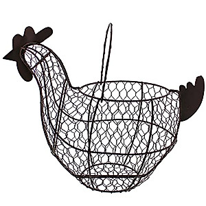Rural365 Chicken Egg Holder - Brown Decorative Wire Basket with Handle Decor Wire Egg Basket for Kitchen or Living Room