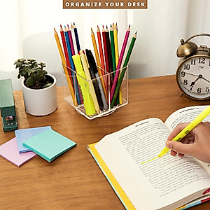 SESUMI Makeup Brush Holder Organizer – Rotating Makeup Organizer with 4 Compartments – Perfect for Beauty Tools, Stationery, Kitchen - Acrylic Makeup Brush Organizer – Multifunctional Pen Holder