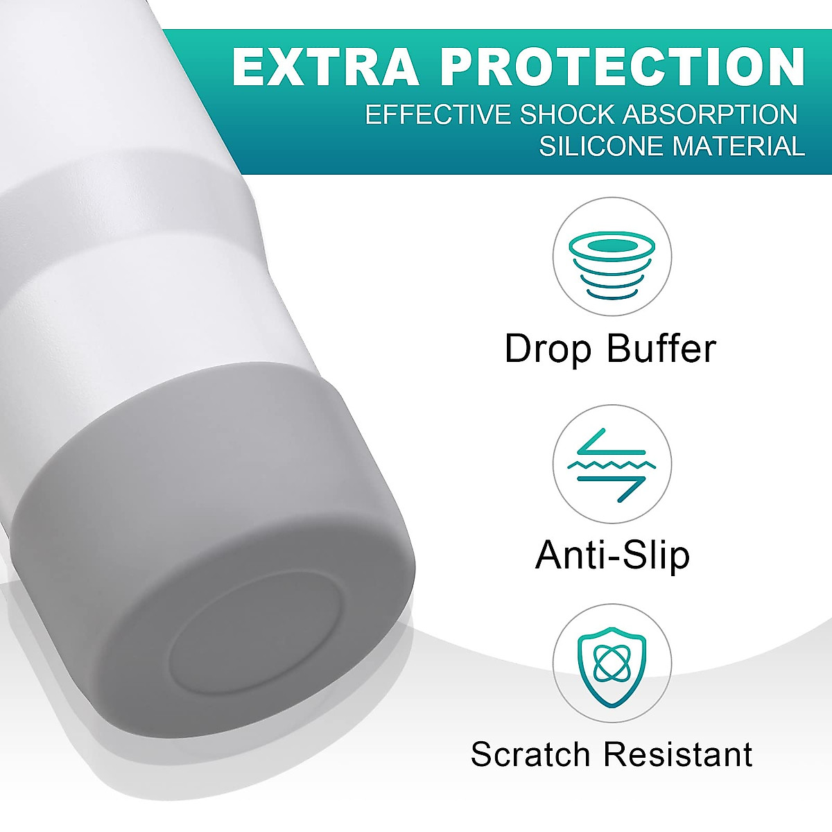 MLKSI 2Pcs Silicone Boot for Stanley Cup Accessories, Protector Silicone Water Bottle Bottom Sleeve for Stanley 40 oz 30 oz Tumbler Simple Modern Tumbler with Handle, White