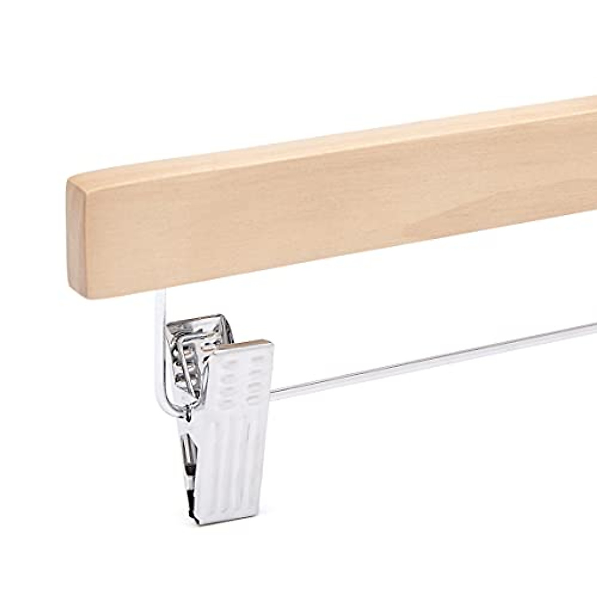 Amazon Basics Wooden Hangers with Clips - Natural, 10-Pack