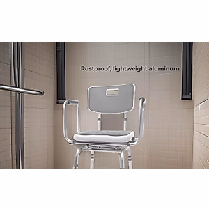 MOBB Premium Bathroom Swivel Shower Chair Bath Bench with Back, 360 Degree Swivel Seat with Locking Mechanism