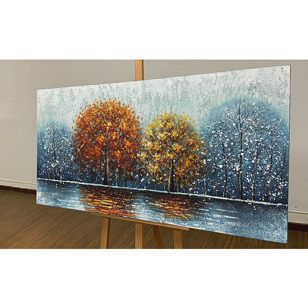 V-inspire Art,24x48 Inch Modern Abstract Hand-Painted Oil Painting Tree Art Wall Art For Living room Bedroom Canvas For Wall Decorations
