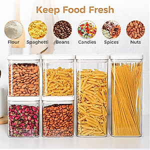 ComSaf Airtight Food Storage Container Set of 6 (61 OZ/ 27 OZ), BPA-Free Large Plastic Food Storage Canister, Kitchen Pantry Organization and Storage Jar for Spaghetti, Coffee, Sugar, Flour, Cereal