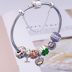 Best Friend Heart Bracelet Charms for Women - 925 Sterling Silver BFF Pendant Beads - fits Pandora Mothers Day Bracelets Necklaces, Gift for Birthday/Christmas/Thanksgiving