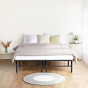 Olee Sleep 14 Inch Foldable Dura Metal Platform Bed Frame, Comfort Base, Height for Under-Bed Storage, Black, Queen