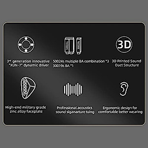 erjigo in-Ear Monitors, CCA HM20 16-Units Hybrid in Ear Earphones, HiFi Stereo Noise Isolating Sport IEM Wired Earbuds/Headphones with Detachable Cable for Musician Audiophile (Black, Without mic)