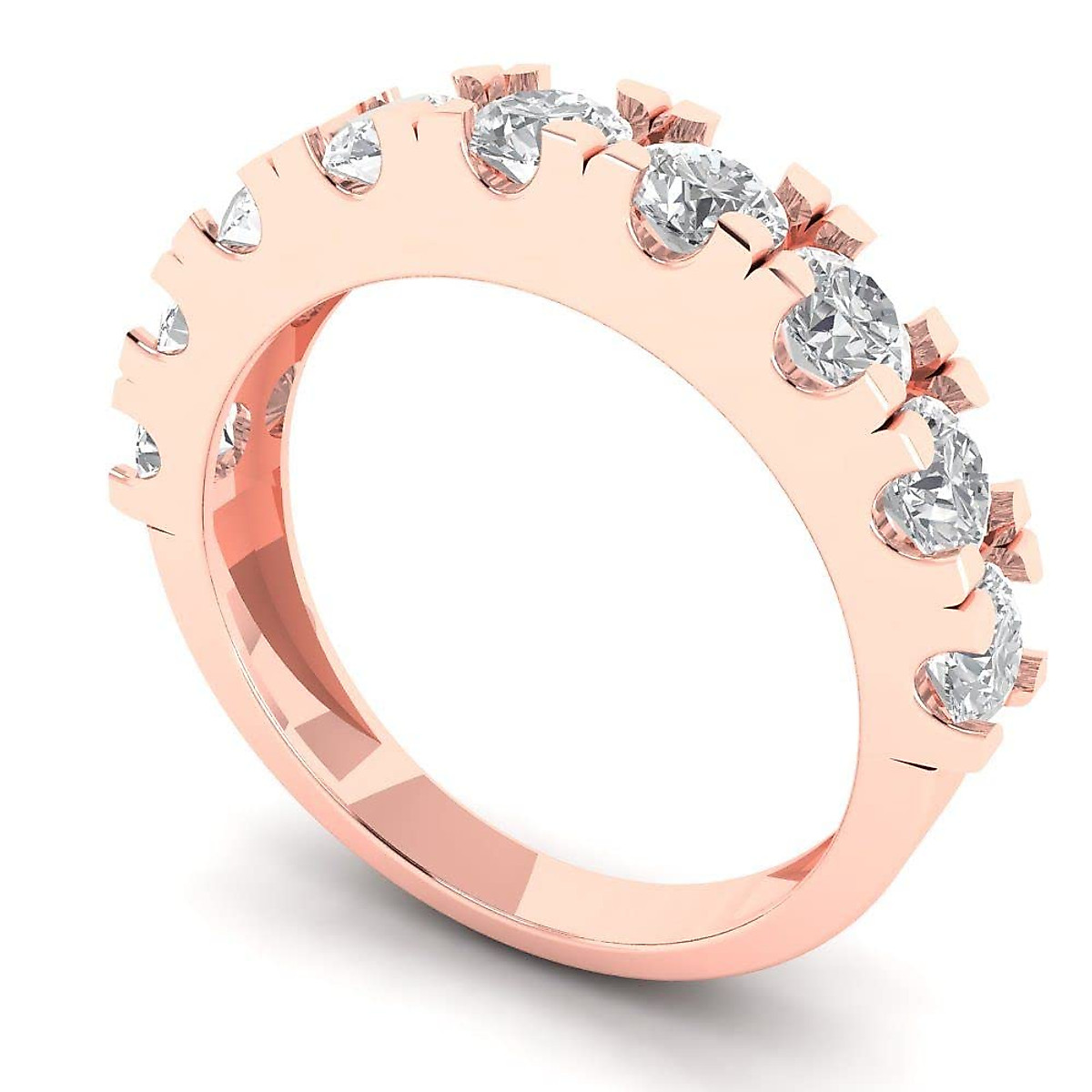 1.44 ct Brilliant Round Cut Clear ZIron 14k Rose Gold Stackable Wedding Engagement Designer Anniversary Ring Band Sz 11