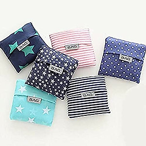 HENHAIY 6Pcs Foldable Shopping Bag, Fashion Recycling Bags, Travel Bag Reusable Shopping Tote Grocery, Bags Washable for Travel, Grocery Store, Farmer’s Market, Supermarket
