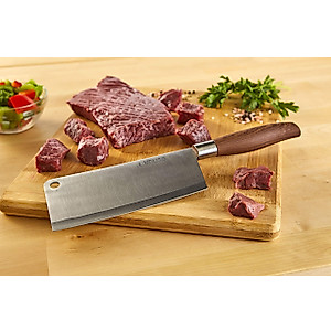 IMUSA USA IMU-73053 5.5" Stainless Steel Cleaver with Woodlook Handle