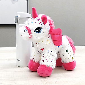 Unicorn Surprise Box Toy Set, Unicorn Stuffed Animal, Sticker Book with Reusable Stickers, Bonus Gifts, Plush & Toy Set for Girls Birthdays Parties Christmas Easter