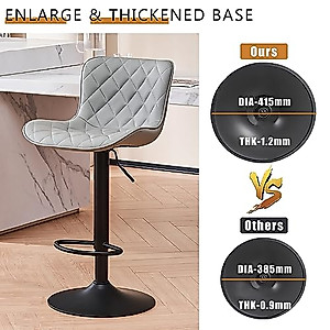 YOUNUOKE Bar Stools with Back, Modern Faux Leather Swivel Counter Height Barstools Adjustable Tall Bar Stools, Single Bar Chairs for Kitchen Islands, Grey Gray