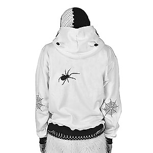 2023 Punk Jackets Streetwear Goth Oversized Zip Up Hoodie Men Women Rhinestone Y2K Spider Skeleton Hoodies Small