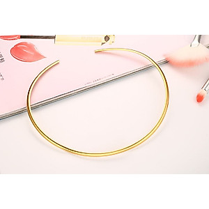 XinNuoShangMao Fashion Must-have Stainless Steel Gold Plated Metal Plain Cuff Chocker Collar Necklace for Women (golden)