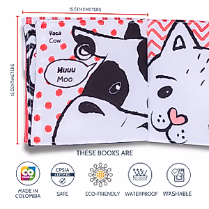 Bilingual Books for Babies | 3 Cloth Book Set Written in Spanish and English | Early Learning Sensory Development for Babies | Crinkle Touch | High Contrast Infant Toys For Early Development