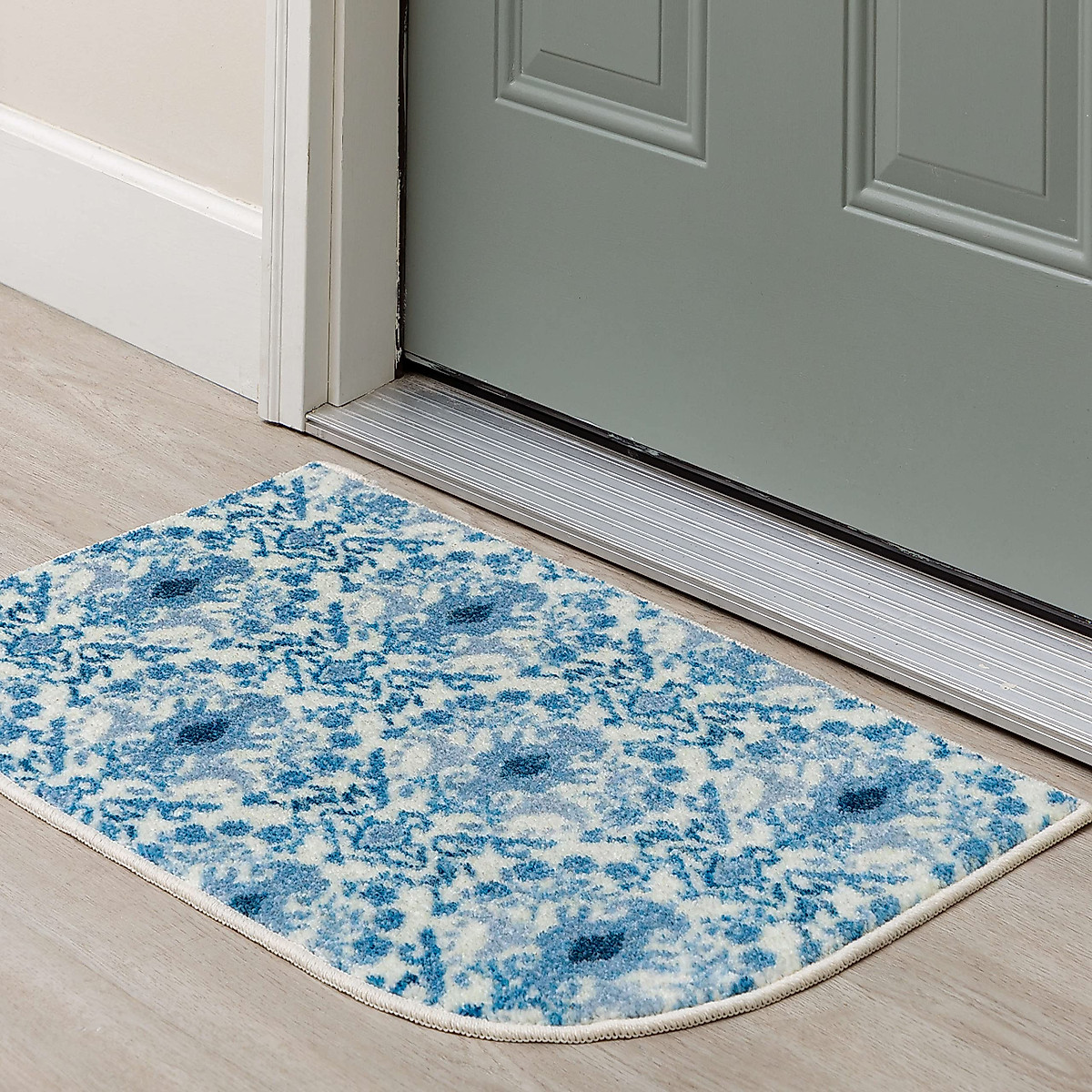 Mohawk Home Damask Tile Casual Ornamental Navy Blue 1' 8" x 2' 6" Kitchen Mat Perfect for Living Room, Dining Room, Office