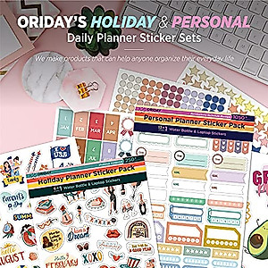 Oriday Daily Planner sticker pack 1,050+ Cute stickers (14 productivity sheets) -Bullet Journal Stickers & Seasonal, Holidays, Budget, Scrapbooking Supplies, Calendar, Payday, Agenda, Note Stickers