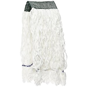 Rubbermaid Commercial 20 Oz Clean Room String Wet Mop Head, 5 Inch Headband, White, Heavy Duty Mop for Floor Cleaning Office/School/Stadium/Bathroom